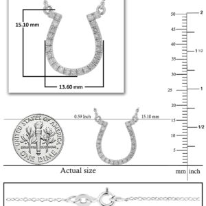 Dazzlingrock Collection 0.22 Carat (ctw) Round White Diamond Horseshoe Pendant with 18 inch Silver Chain for Women in 14K White Gold