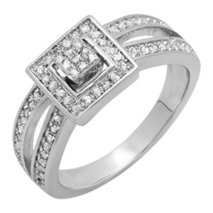 dazzlingrock collection 0.25 carat (ctw) sterling silver round white diamond bridal engagement ring 1/4 ct, size 7