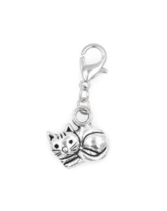 it's all about...you! curled up kitty cat clip on charm kitten perfect for necklaces and bracelets 101d