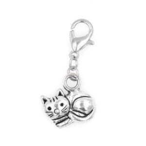 It's All About...You! Curled up Kitty Cat Clip on Charm Kitten Perfect for Necklaces and Bracelets 101D