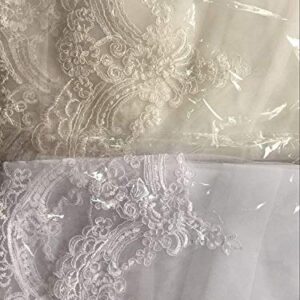 MisShow,White Lace Edge Cathedral Length Wedding Bridal Veil with Comb