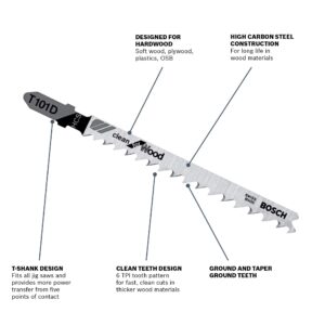 bosch t101d 5-piece 4 in. 6 tpi clean for wood t-shank jig saw blades