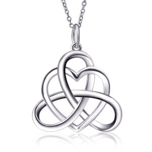 daochong 925 sterling silver good luck irish heart with triangle celtic knot vintage pendant necklace, rolo chain 18"