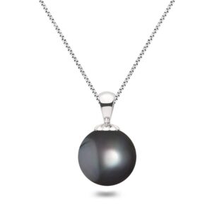 orien jewelry japanese freshwater cultured pearl pendant necklace aaaa graded 6mm black color necklace pendant with sterling silver setting and matching 18 inch chain