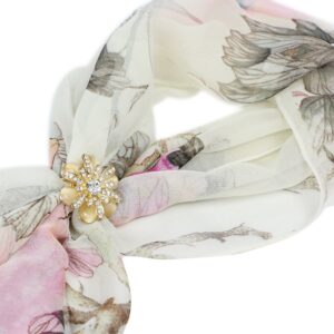 kilofly 4pc Women's Elegant Faux Pearl Crystal Rhinestone Scarf Ring Buckle Clip