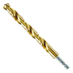 bosch ti2159im 1-piece 1/2 in. x 6 in. titanium nitride coated metal drill bit impact tough with impact-rated hex shank for applications in heavy-gauge carbon steels, light gauge metal, hardwood