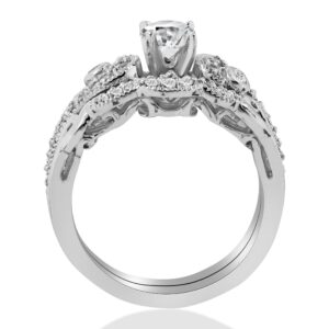 Emery 3/4Ct Vintage Diamond Engagement Wedding Ring Set 14K White Gold - Size 8.5