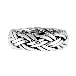 aeravida elegant braided 7mm band .925 sterling silver ring | statement fashion, promise ring, couple unisex ring | jewelry gift | size 8