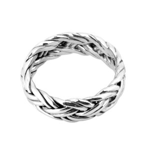 AeraVida Elegant Braided 7mm Band .925 Sterling Silver Ring | Statement Fashion, Promise Ring, Couple Unisex Ring | Jewelry Gift | Size 8