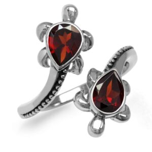 silvershake 1.68ct. natural garnet 925 sterling silver turtle bypass ring size 10