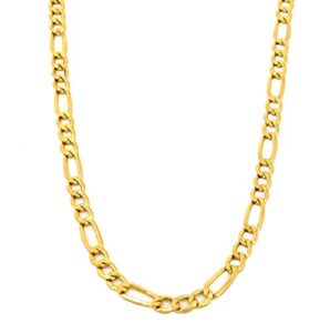 yellow gold hollow figaro chain real 10k necklace 16" to 24", 2.5mm (20)