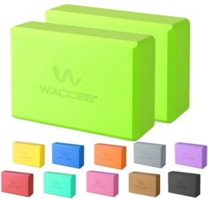 wacces foam exercise, fitness & yoga blocks - set of 2 (9" x 6" x 4") - green