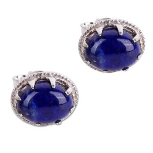 novica artisan handmade lapis lazuli stud earrings .925 sterling silver blue india riverside birthstone 'morning mystery'