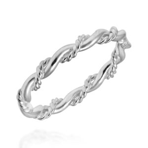 aeravida intricate braid stackable band .925 sterling silver ring | trendy stackable silver ring for women | fashionable comfort ring for anniversary jewelry gift | size (8)