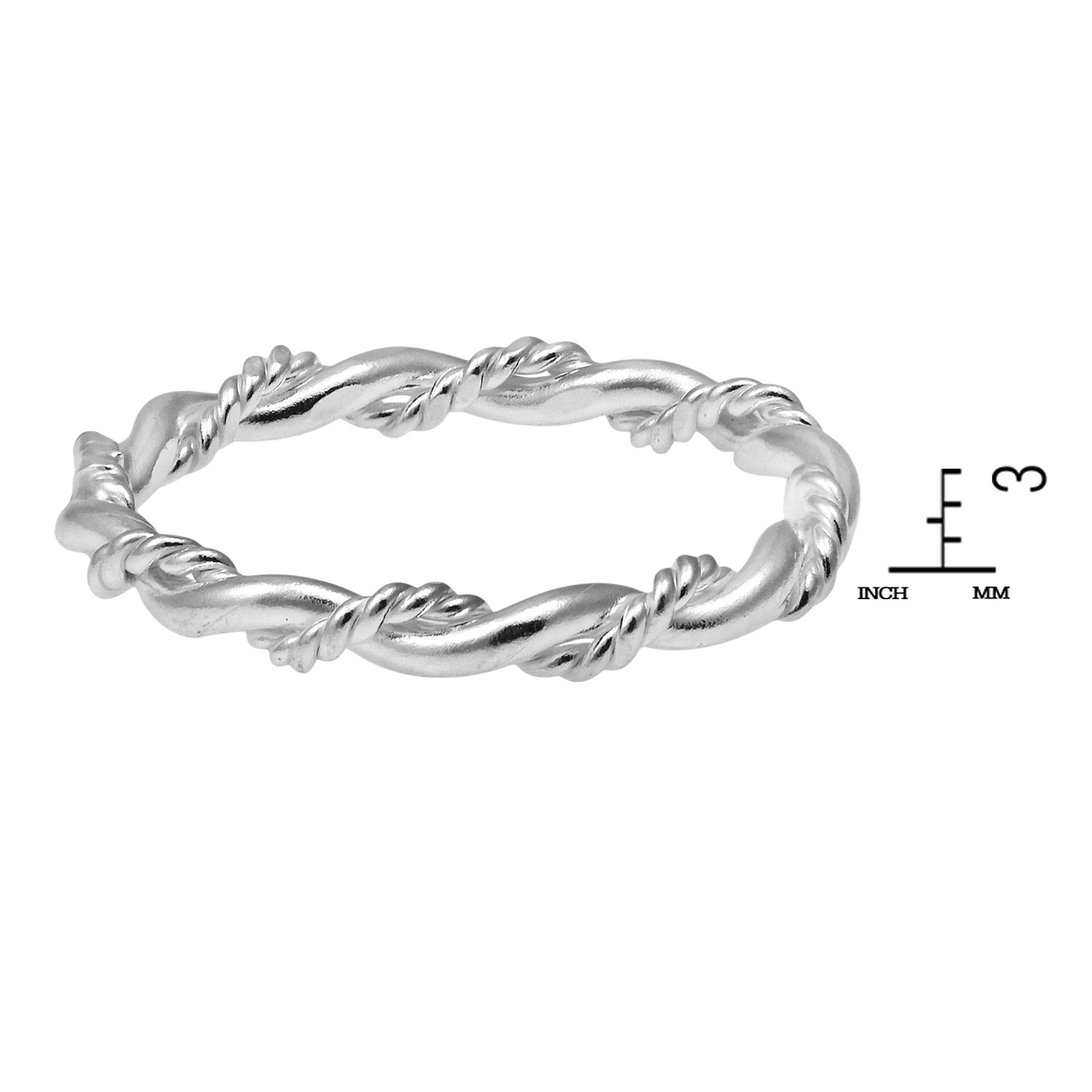 AeraVida Intricate Braid Stackable Band .925 Sterling Silver Ring | Trendy Stackable Silver Ring for Women | Fashionable Comfort Ring for Anniversary Jewelry Gift | Size (8)