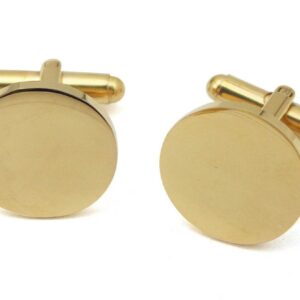 COUYA Stainless Steel 18k Gold Plated Round Cufflinks for Men's Shirt Wedding Business