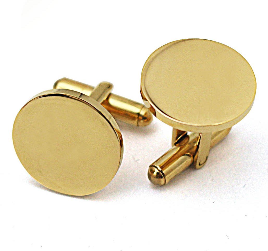 COUYA Stainless Steel 18k Gold Plated Round Cufflinks for Men's Shirt Wedding Business