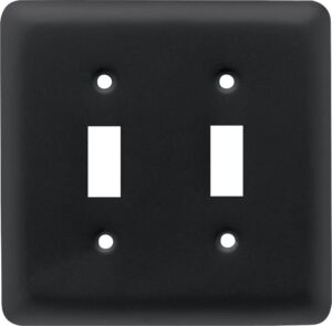 franklin brass stamped round (1-pack) decorative light switch cover matte black 2-gang wall plate double switch/toggle plate covers electrical outlet covers w10246-fb-c