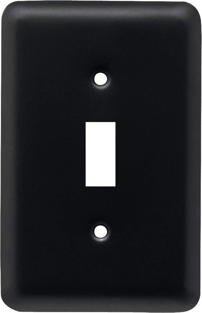 Franklin Brass Stamped Round (1-Pack) Decorative Light Switch Cover Wall Plates Matte Black 1-Gang Wall Plate Switch/Toggle Plate Guards Electrical Outlet Covers W10245-FB-C