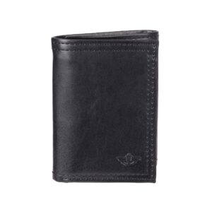 dockers men's coated leatherextra capacity trifold wallet, rfid-blocking, black, one size