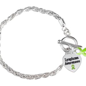 Fundraising For A Cause | Lymphoma Awareness Charm Bracelet with Accent String - Lime Green Ribbon Bracelets for Lymphoma Awareness (1 Bracelet)