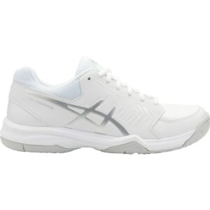 asics women's gel-dedicate 5 tennis shoe, white/silver, 11 m us