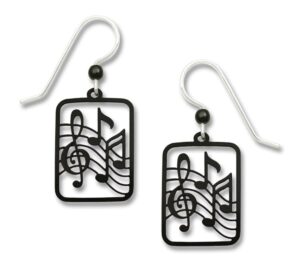 sienna sky black treble clef notes music earrings 1725