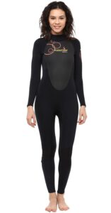 phantom aquatics wetsuit women's voda premium stretch full suit, black/coral, xx-large