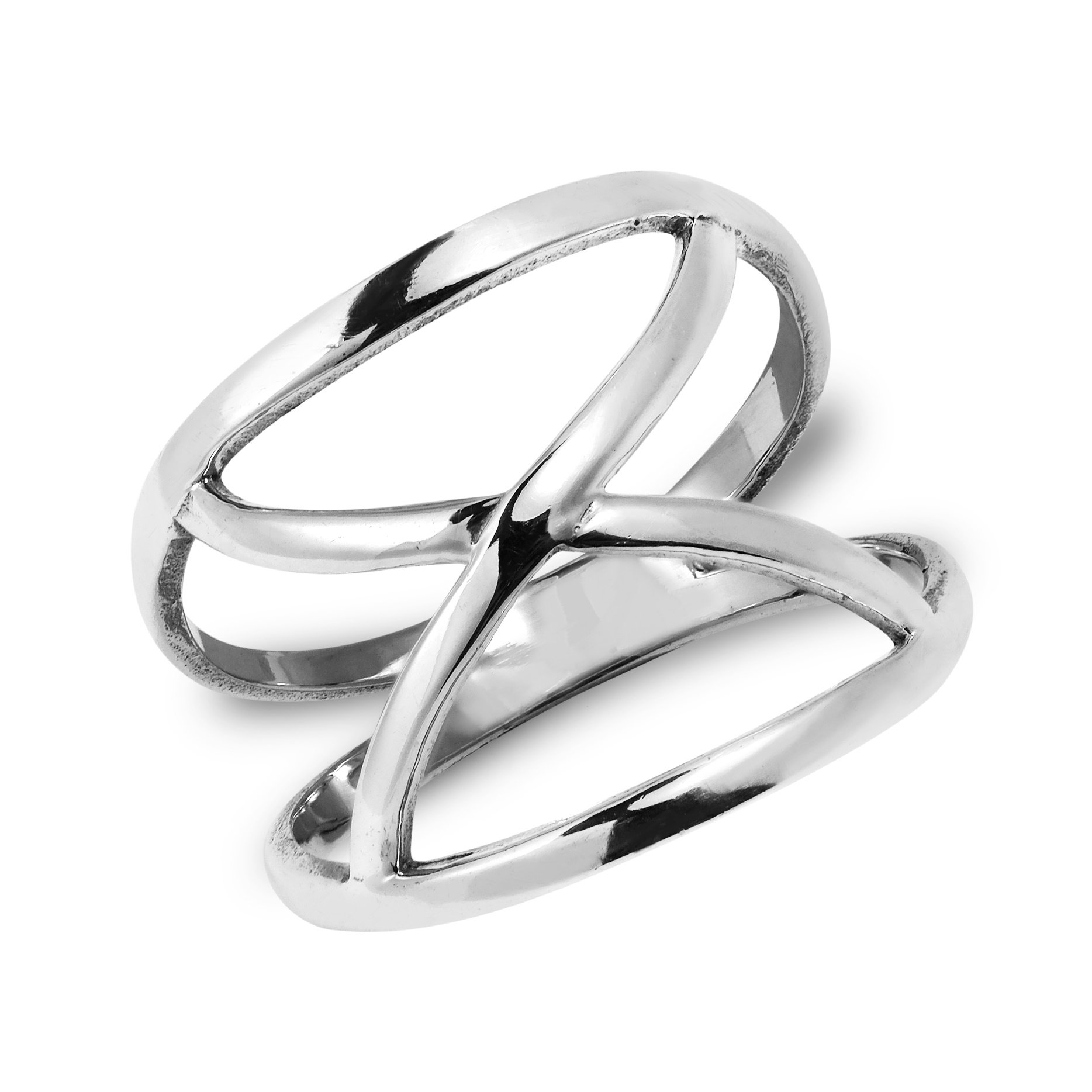 AeraVida Modern Infinite Loop Open X Orbit .925 Sterling Silver Band Ring | Wedding Rings For Women | Casual Fit Silver Rings for Women | Statement Fashion | Sterling Silver Rings Sizes 6-10 (8)