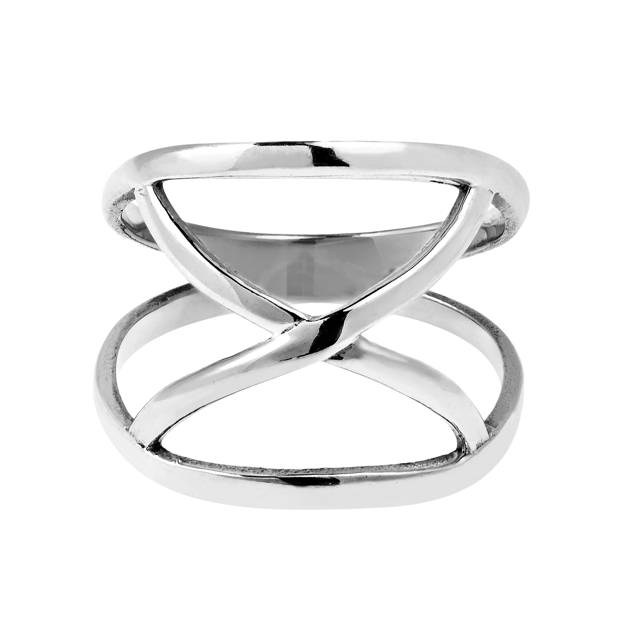 AeraVida Modern Infinite Loop Open X Orbit .925 Sterling Silver Band Ring | Wedding Rings For Women | Casual Fit Silver Rings for Women | Statement Fashion | Sterling Silver Rings Sizes 6-10 (8)