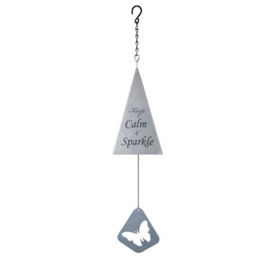 c&f wc61052 coated silver triangle metal wind chime 24"long