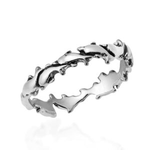 aeravida dancing swirling dolphin pod .925 sterling silver band ring | adorable animal dolphin silver ring for women | anniversary jewelry gift for daughter | size (6)