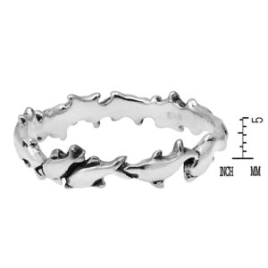 AeraVida Dancing Swirling Dolphin Pod .925 Sterling Silver Band Ring | Adorable Animal Dolphin Silver Ring for Women | Anniversary Jewelry Gift for Daughter | Size (6)