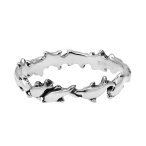 AeraVida Dancing Swirling Dolphin Pod .925 Sterling Silver Band Ring | Adorable Animal Dolphin Silver Ring for Women | Anniversary Jewelry Gift for Daughter | Size (6)