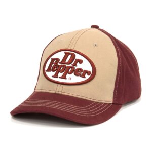 tee luv dr pepper logo baseball hat (maroon and beige)