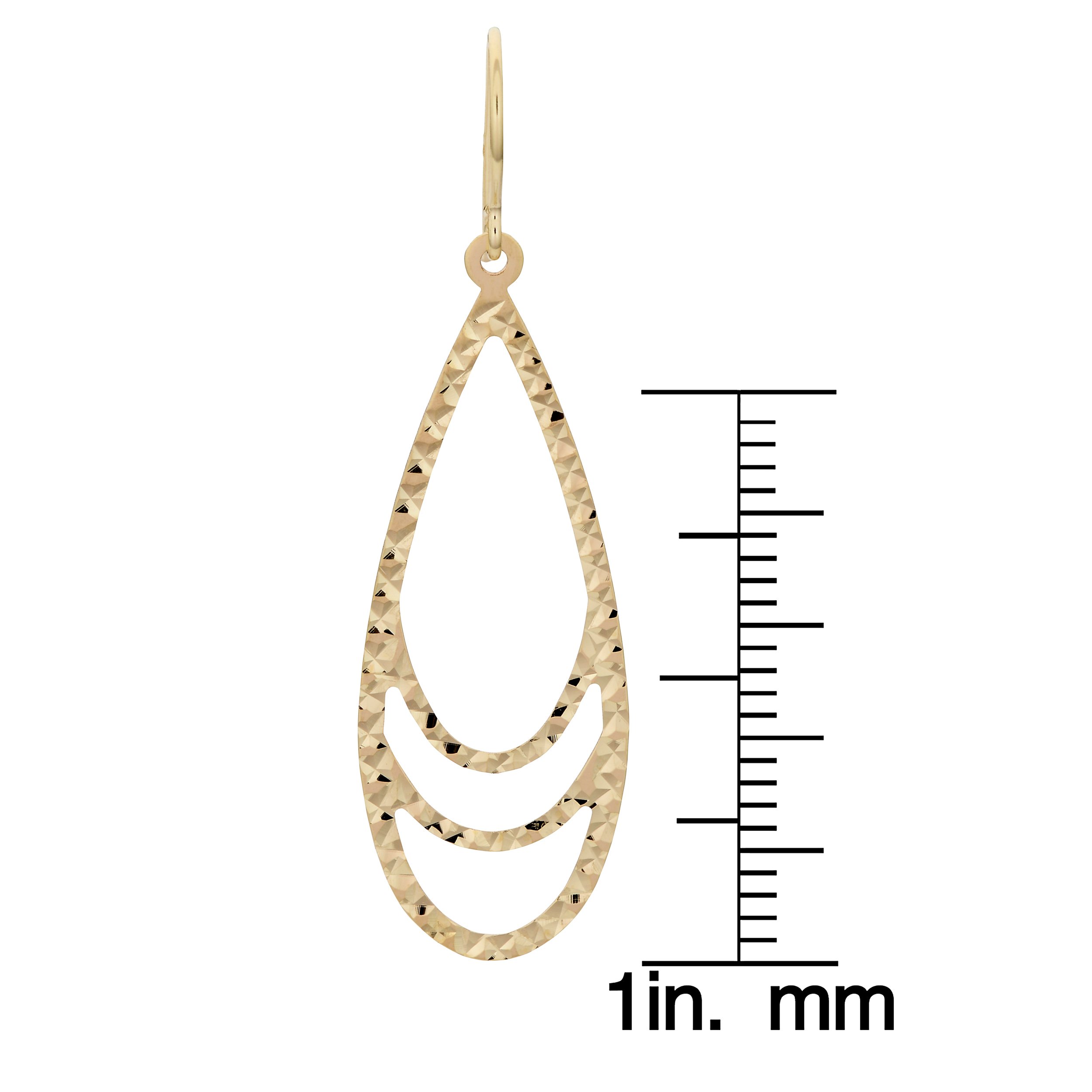 Kooljewelry 10k Yellow Gold Diamond-cut Finished Teardrop Dangle Earrings