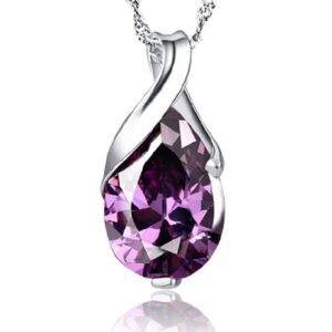 cy trendy 18k white gold plated pendant natural crystal amethyst healing point chakra bead stone pendant jewelry