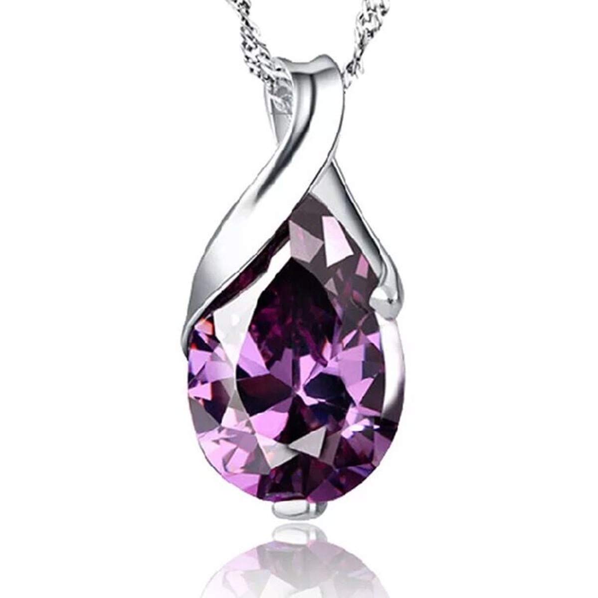 Cy trendy 18K White Gold Plated Pendant Natural Crystal Amethyst Healing Point Chakra Bead Stone Pendant Jewelry