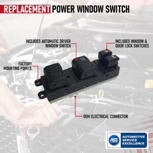 Power Window Switch Fits Nissan Frontier, Nissan Xterra - Replaces 25401-EA003-2005, 2006, 2007, 2008, 2009, 2010, 2011, 2012 Models - Driver Power Window Switch