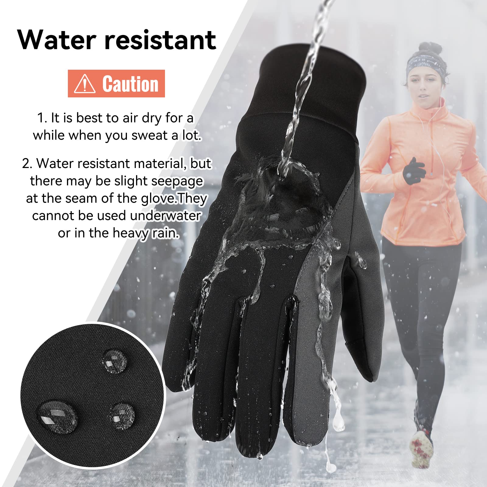 OZERO Winter Gloves for Women Touch Screen Non-Slip Silica Gel Thermal for Phone Texting - Windproof Waterproof for Hiking Running Cycling Driving - Black (Medium)