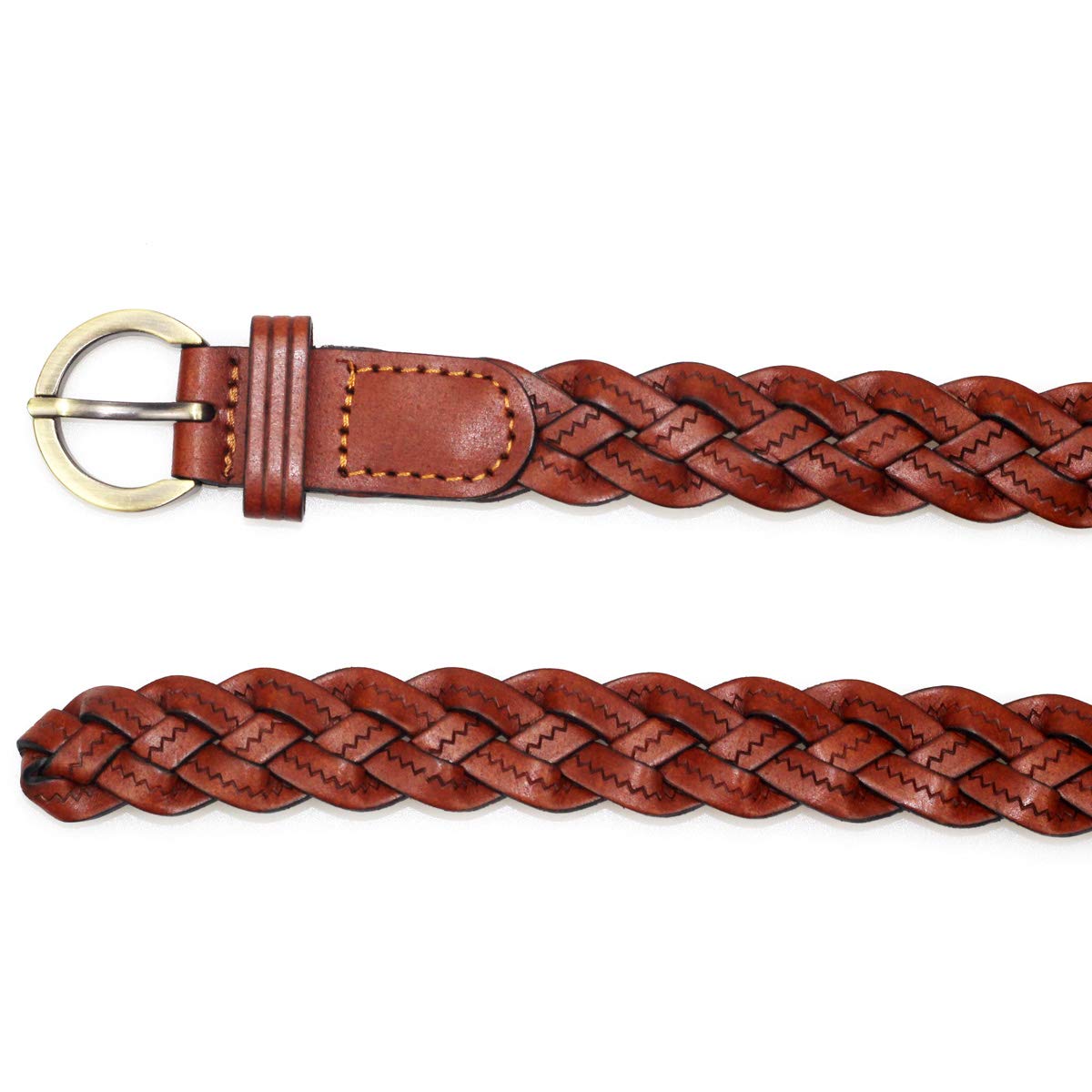 MoYoTo® Women's Fashion Thin Braided Leather Belt For Dress with Buckle 20mm (Brown)