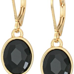 Anne Klein "Ear Spectacular" Gold-Tone Jet Single Stone Drop Earrings