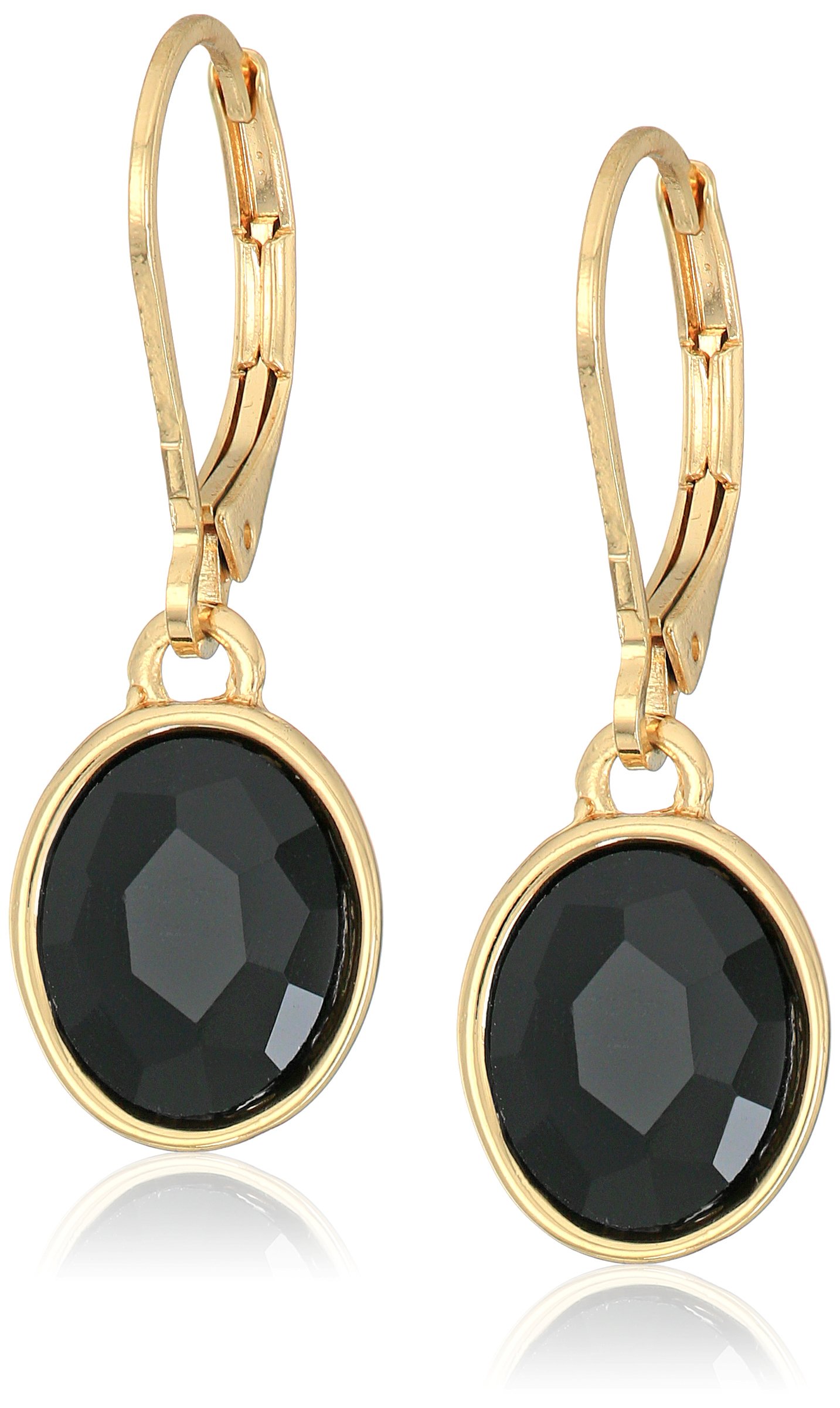 Anne Klein "Ear Spectacular" Gold-Tone Jet Single Stone Drop Earrings