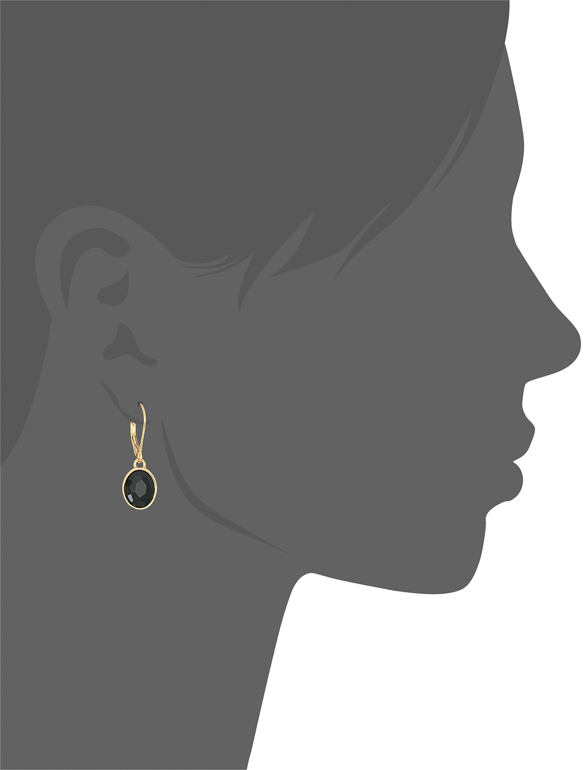 Anne Klein "Ear Spectacular" Gold-Tone Jet Single Stone Drop Earrings