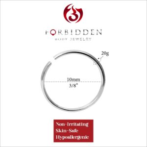 Forbidden Body Jewelry 20g Surgical Steel 10mm (3/8 Inch) Seamless Nose Ring Hoop, Nose Piercing