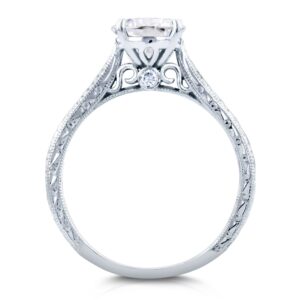 Kobelli Antique Style Forever One (D-F) Moissanite Engagement Ring 1 1/2 CTW 14k White Gold, Size 9