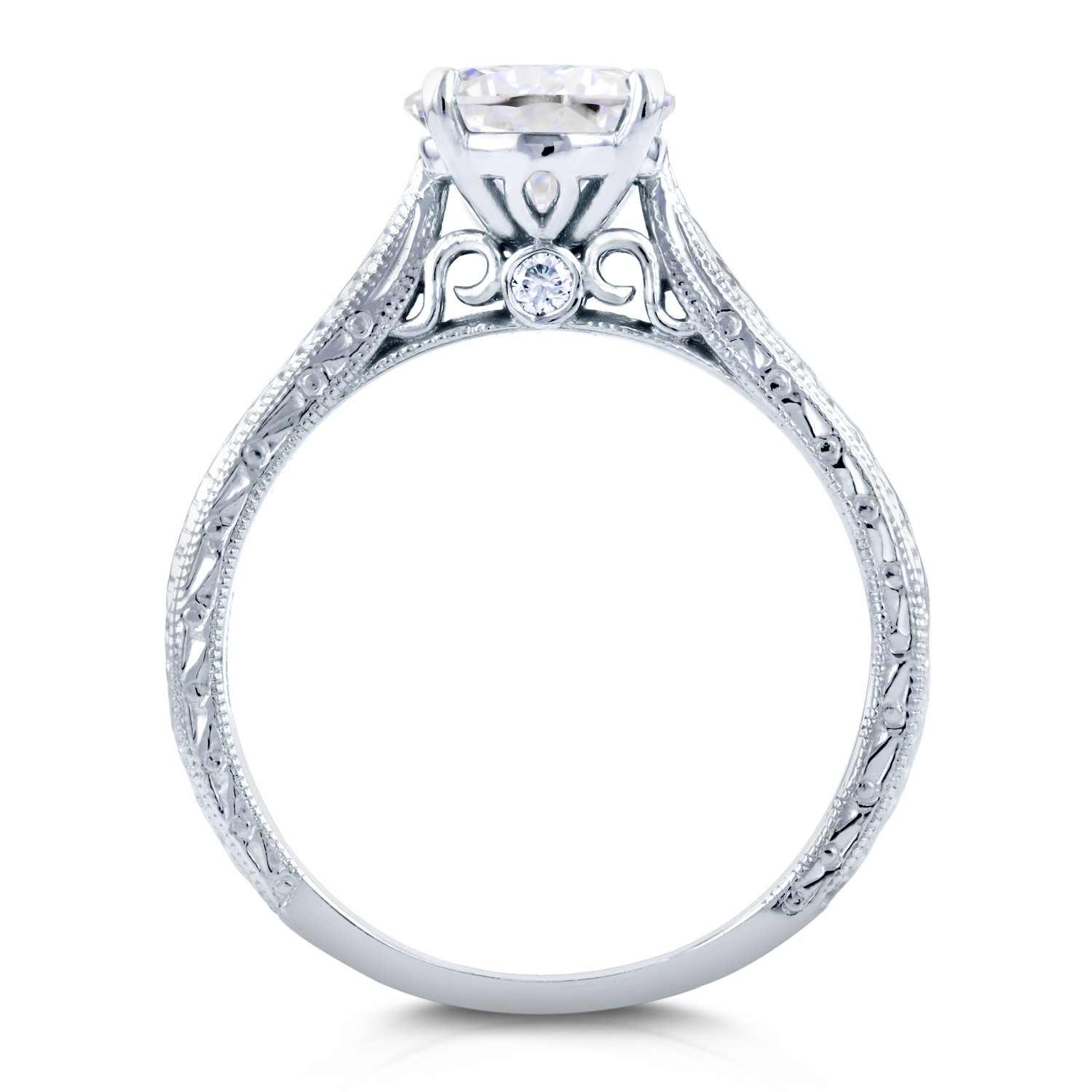 Kobelli Antique Style Forever One (D-F) Moissanite Engagement Ring 1 1/2 CTW 14k White Gold, Size 9