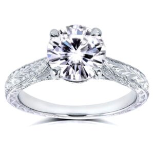 kobelli antique style forever one (d-f) moissanite engagement ring 1 1/2 ctw 14k white gold, size 9.5