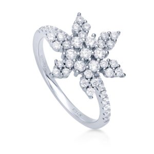 berricle sterling silver snowflake cubic zirconia cz fashion ring for women, rhodium plated size 6