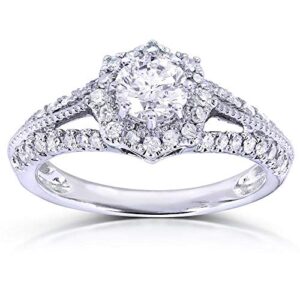 kobelli vintage style diamond engagement ring 7/8 ctw in 14k white gold, size 8